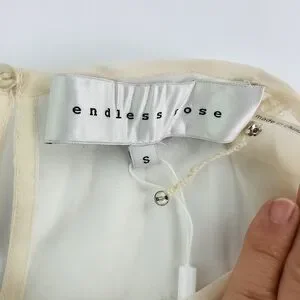 Endless Rose | Tops | Endless Rose Cream Sheer Pleated Chiffon Tank ...